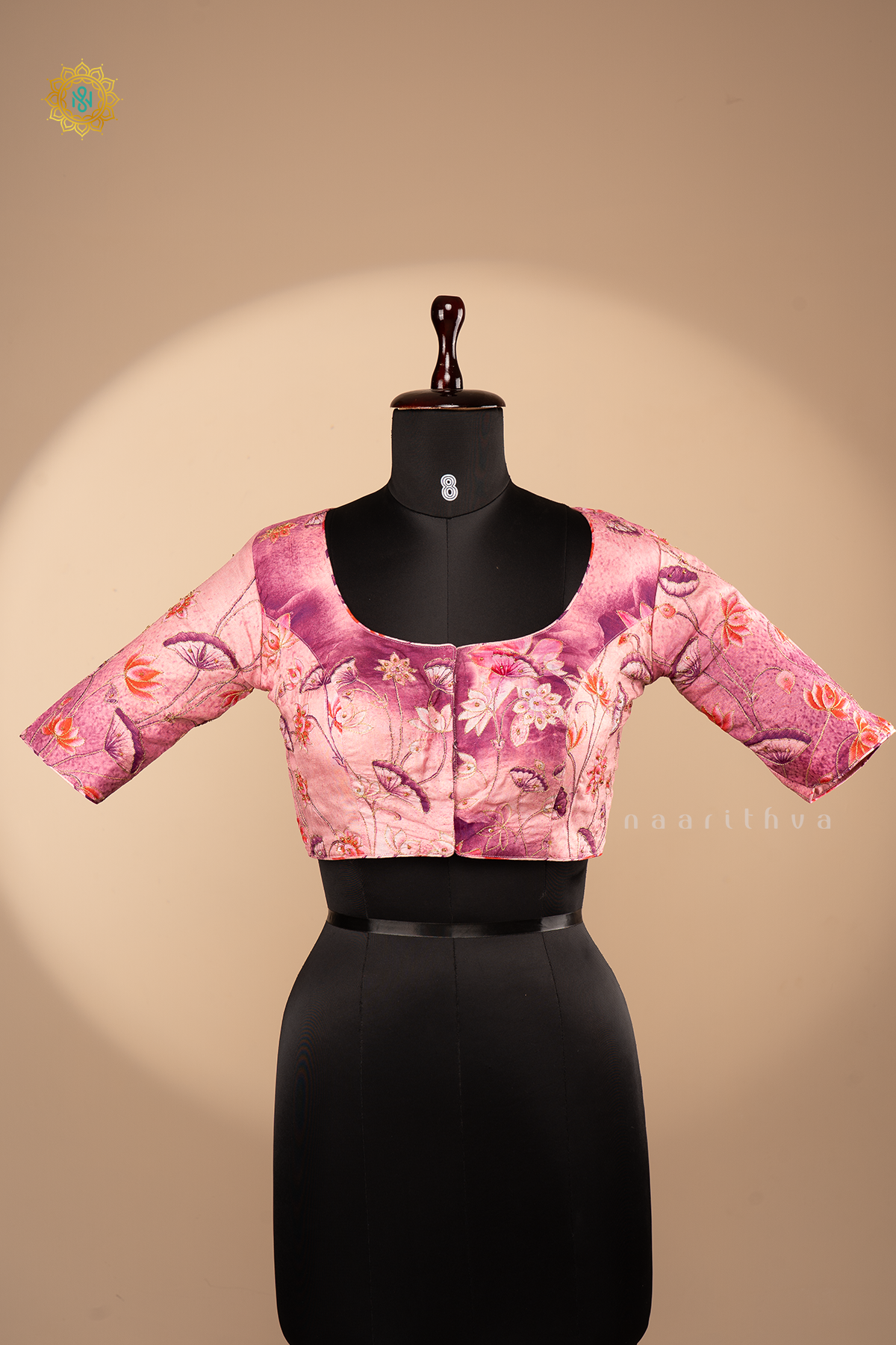 PINK - READYMADE BLOUSE IN DOLA SILK WITH PICHWAI PRINTS & HAND EMBROI